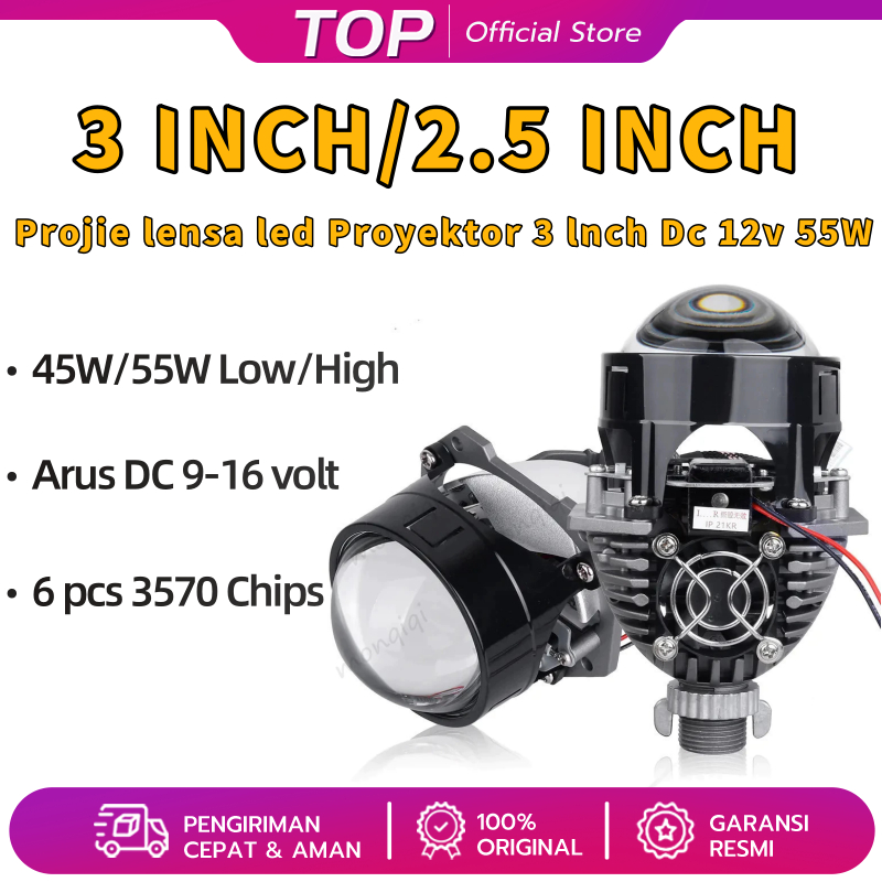 Jual 1Pcs biled wst 3 inch / 2.5 inch DC12V 55W Lensa Lampu LED ...