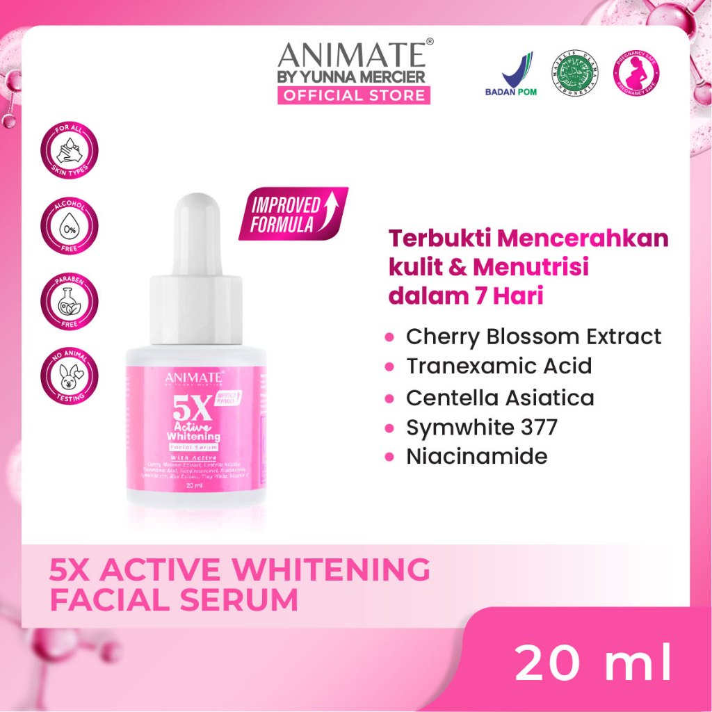 Jual Animate 5x Active Whitening Facial Serum 20 ml / Serum Wajah ...