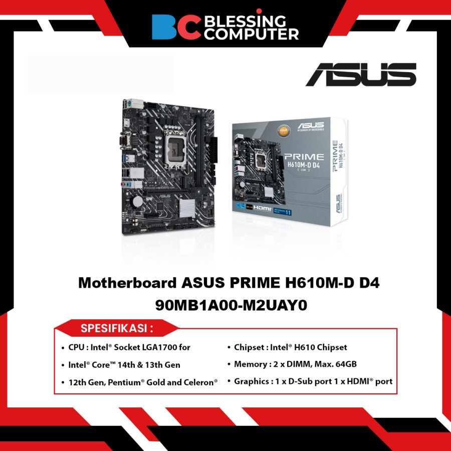 Jual Motherboard ASUS PRIME H610M-D D4 90MB1A00-M2UAY0 | Shopee Indonesia