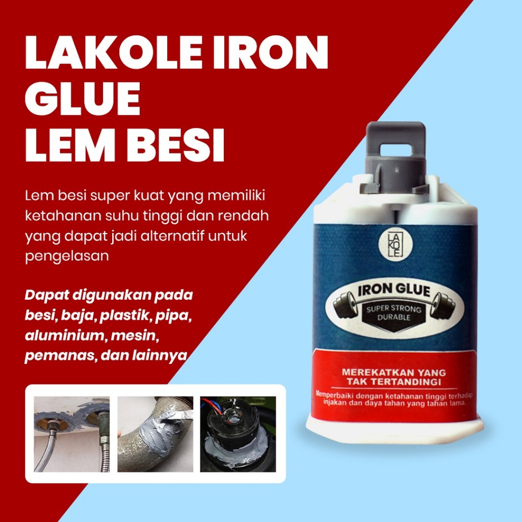 Jual LAKOLE Iron Glue - Lem Besi Super Kuat Tahan Panas - Lem Perekat ...