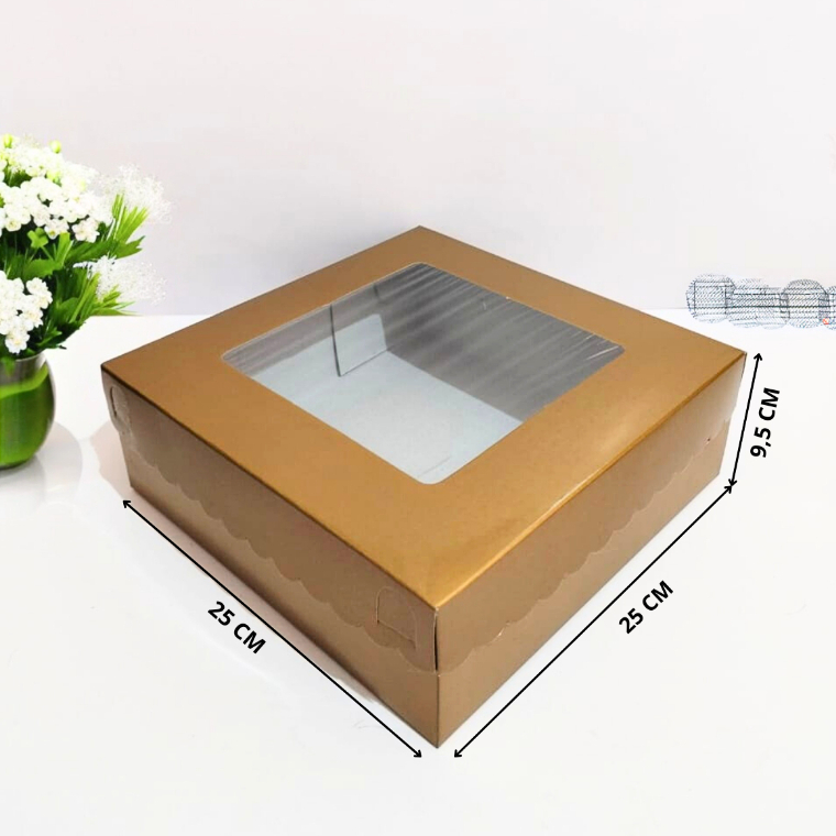 Jual ( 10 Pcs ) Fuji Box Dus Kotak Kue Kuning Emas 25 x 25 x 9,5 Gold ...