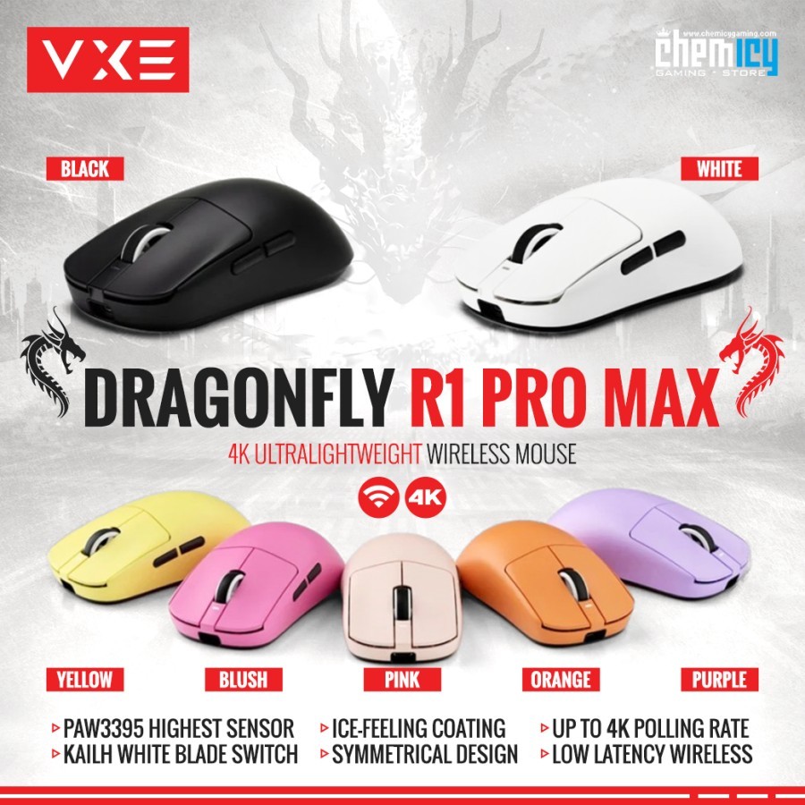 Jual VXE Dragonfly R1 Pro MAX Ultra-lighweight Wireless Gaming Mouse ...