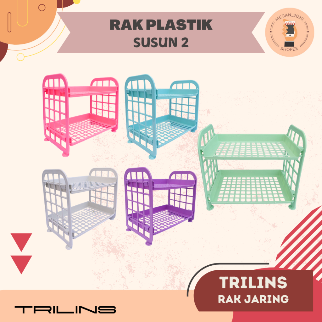 Jual RAK JARING PLASTIK 2 SUSUN Serbaguna NEW TRILINS Rack Jaring Model ...