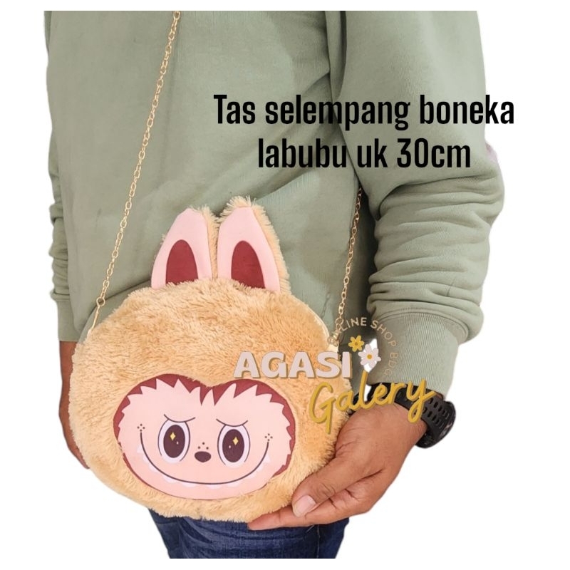 Jual tas boneka selempang kepala labubu tali rantai - tas selempang ...
