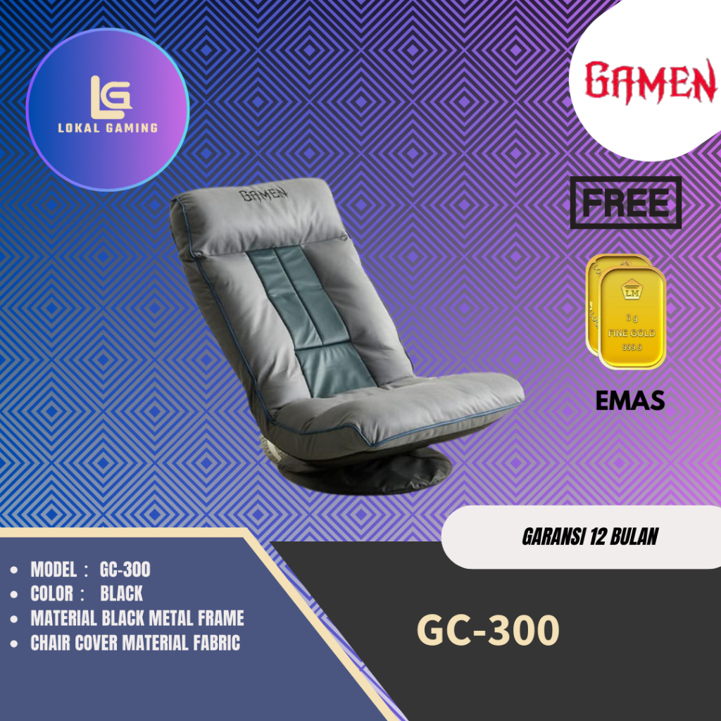 Jual Gamen GC300 / GC-300 Gaming Floor Chair Kursi Lantai Putar ...