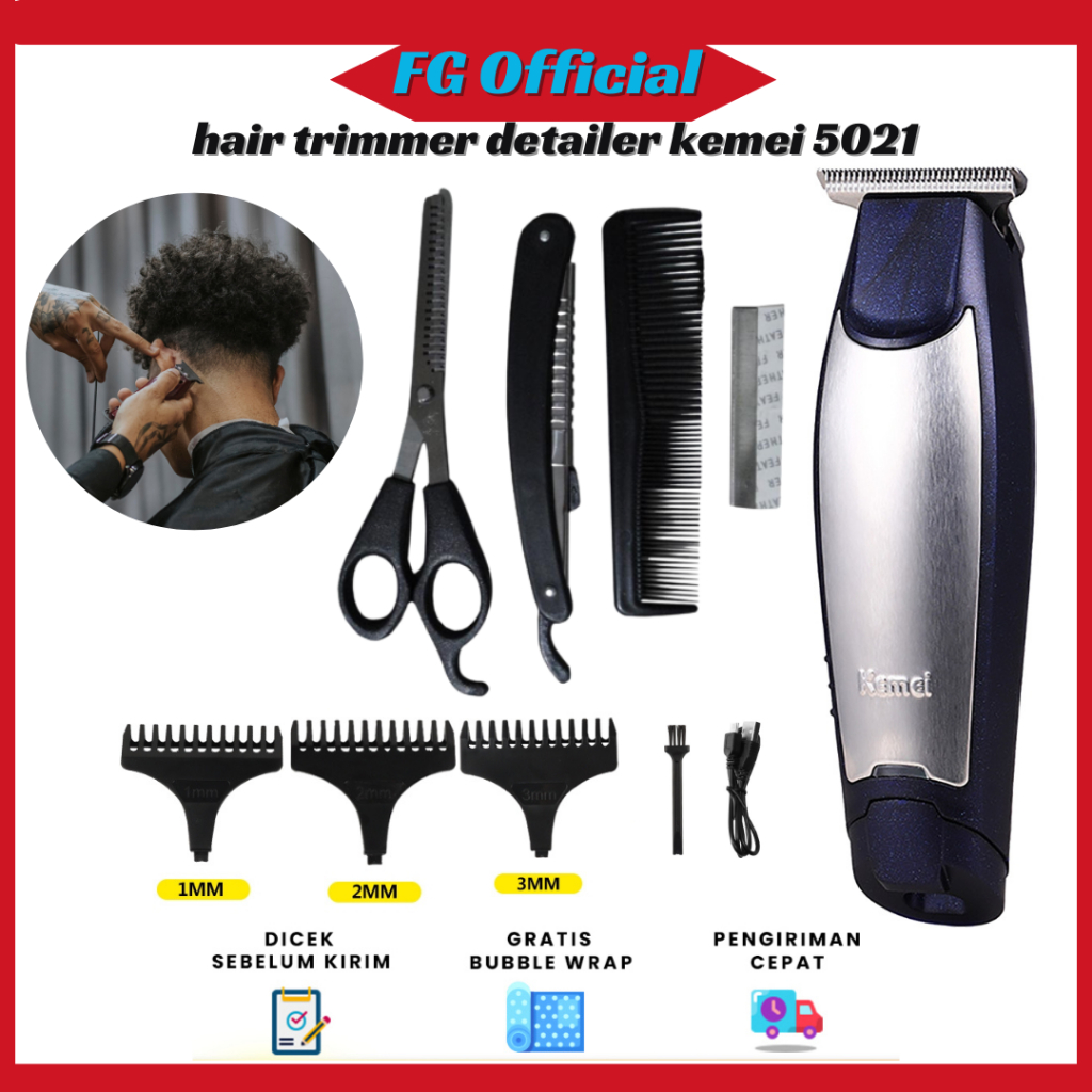Jual Alat Cukur Rambut Cordless Kemei Detailer Hair Clipper Standar Barbershop Mesin Cukur ...