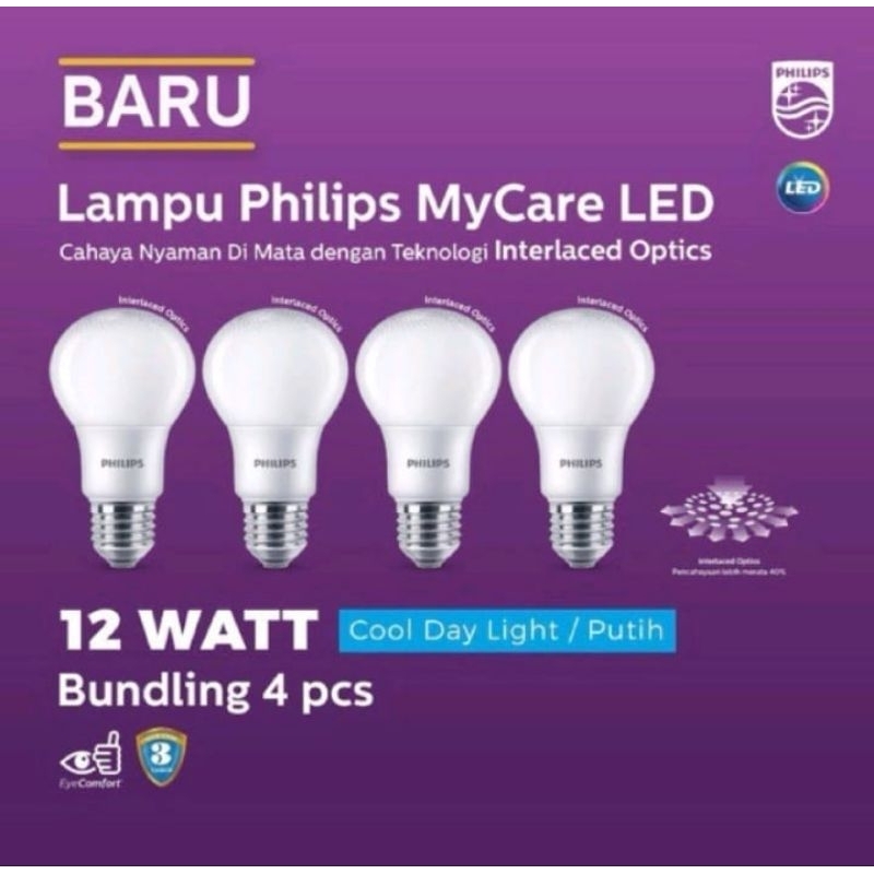 Jual Bisa COD Lampu Philips LED 12 Watt Paket Isi 4Pcs Multipack MyCare Bulb 12Watt Beli 3 ...