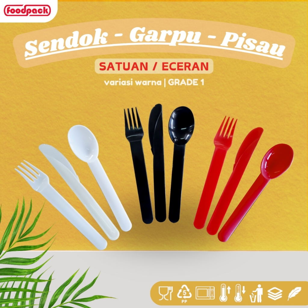 Jual [ ECERAN ] Foodpack / Set Alat Makan 3 pcs SENDOK + GARPU + PISAU ...