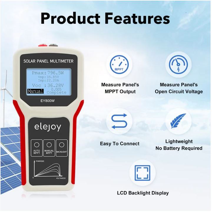 Jual Digital Solar Power Multi Meter ELEJOY EY800W Digital LCD Display ...