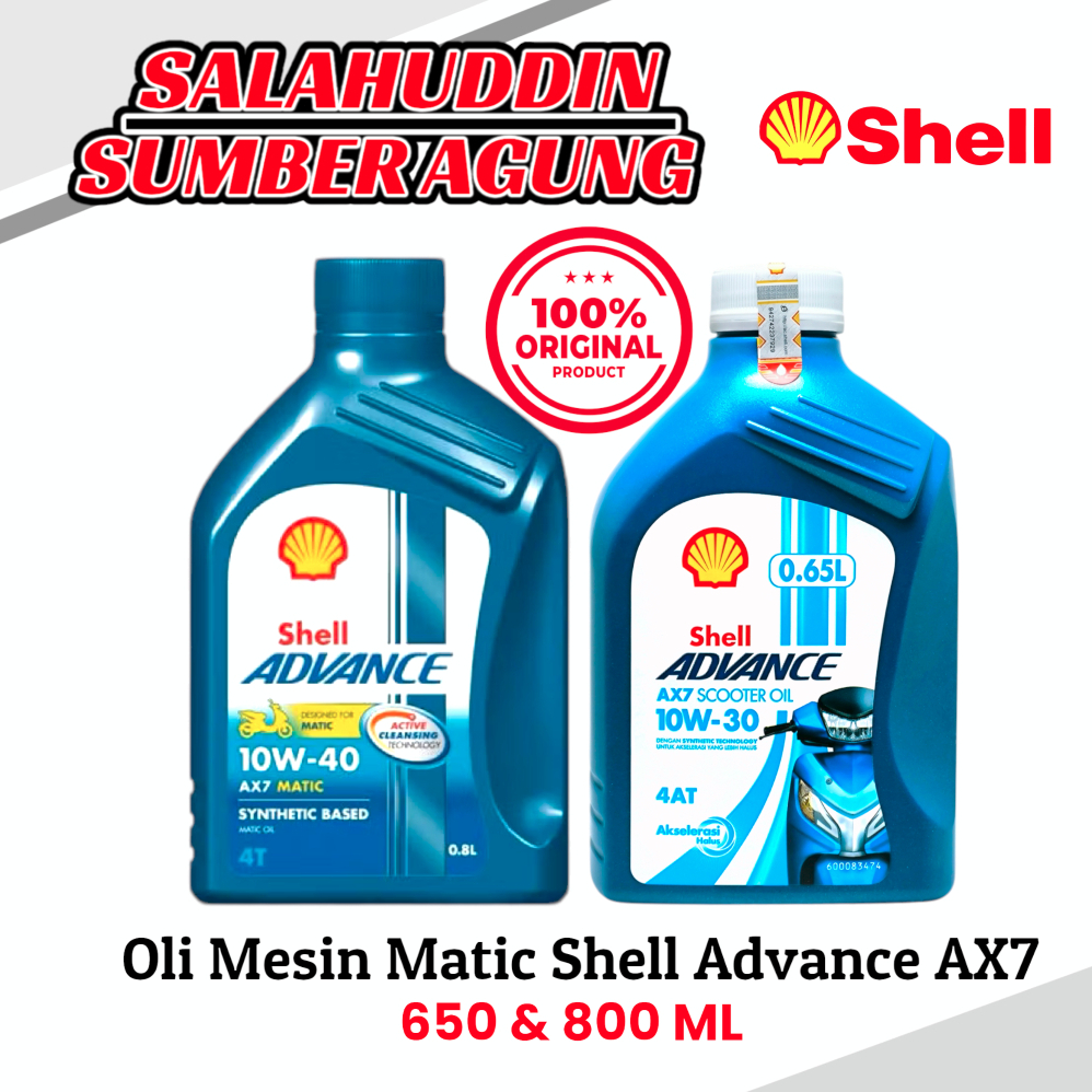 Jual Oli Mesin Shell Advance Scooter Matic AX7 10W-40 10W-30 650 800 ML ...