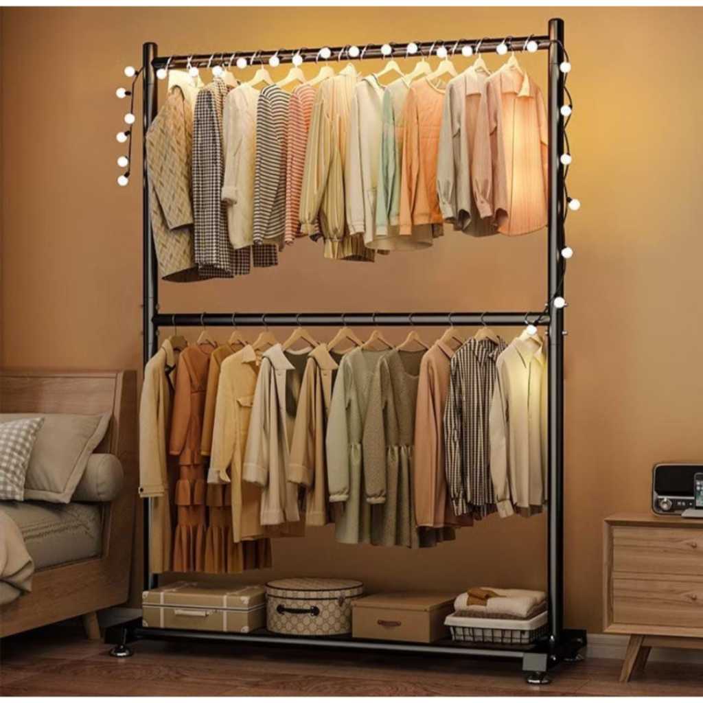 Jual Gantungan Baju Atas Bawah Rak Gantung Serbaguna Stand Hanger Besi | Shopee Indonesia