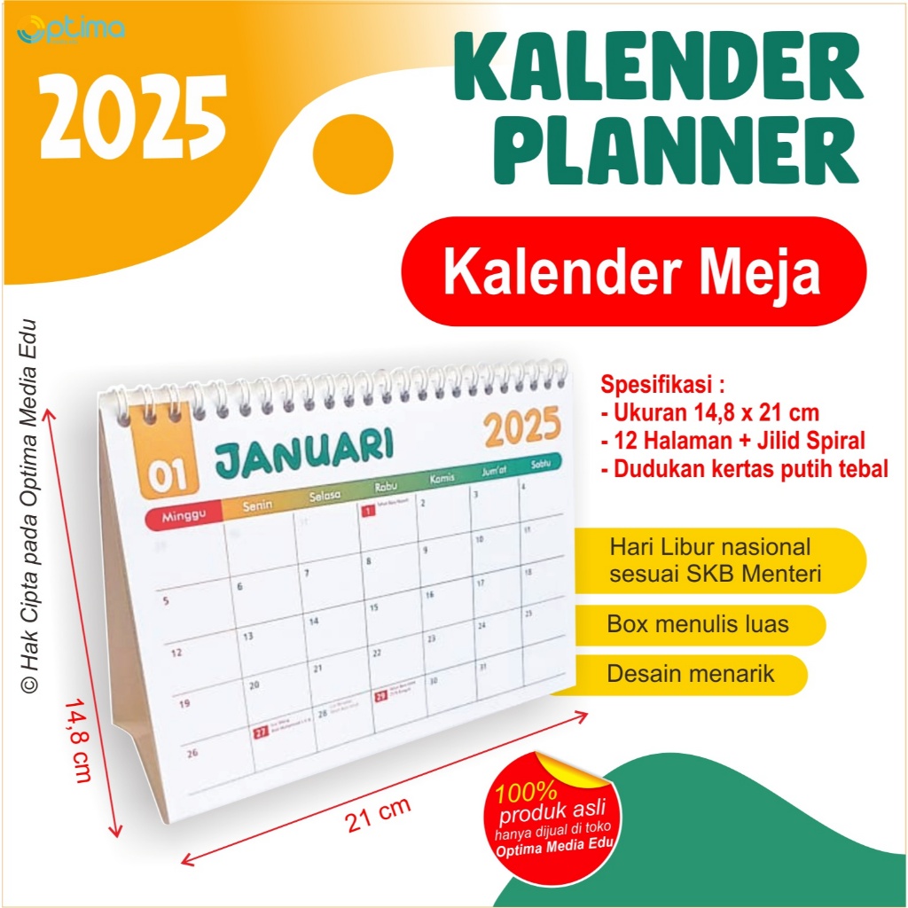 Jual Kalender Planner 2025 Model Kalender Meja / Kalender Duduk ...
