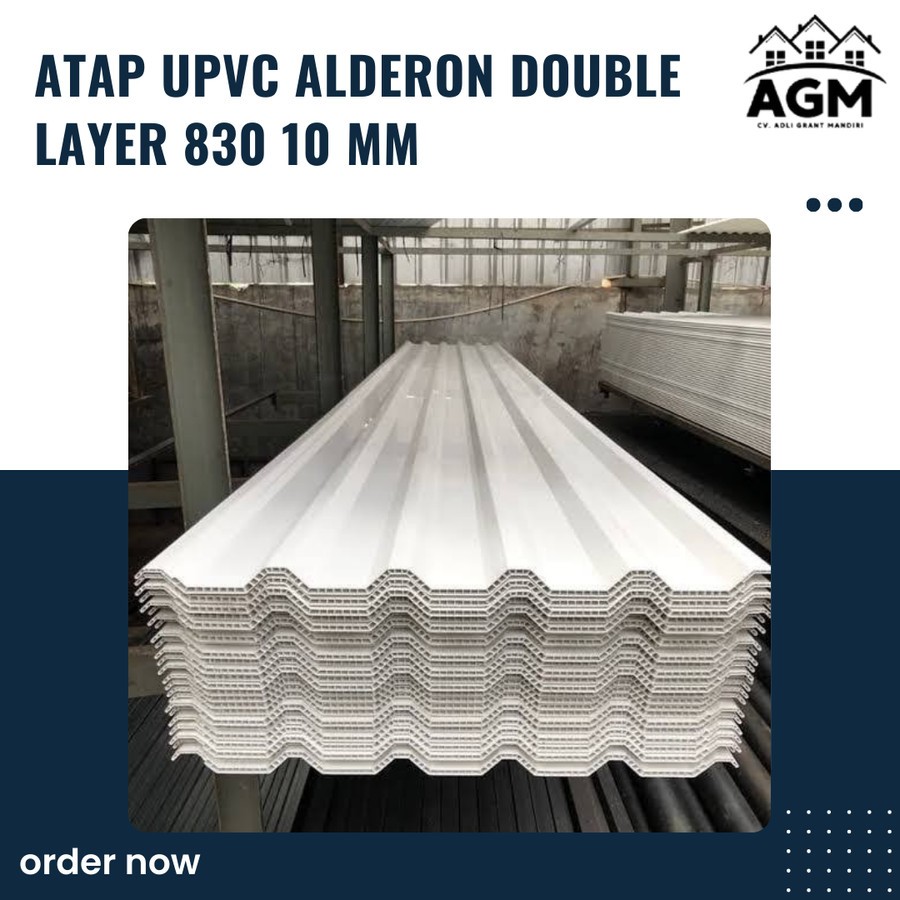Jual atap upvc alderon double layer 830 10 mm warna biru dan putih garansi 10 tahun | Shopee ...