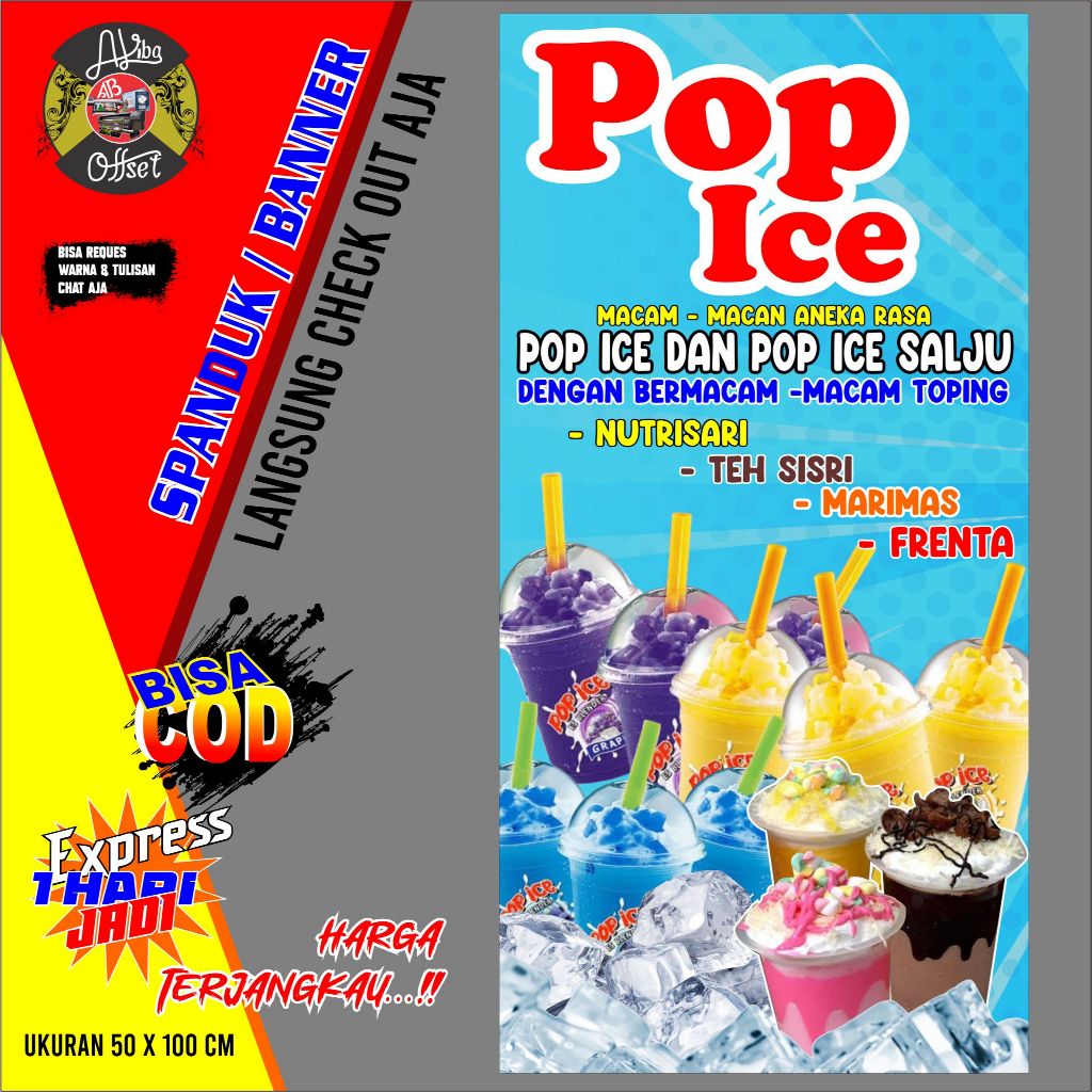 Jual SPANDUK POP ICE 01 UKURAN 50X100CM | Shopee Indonesia