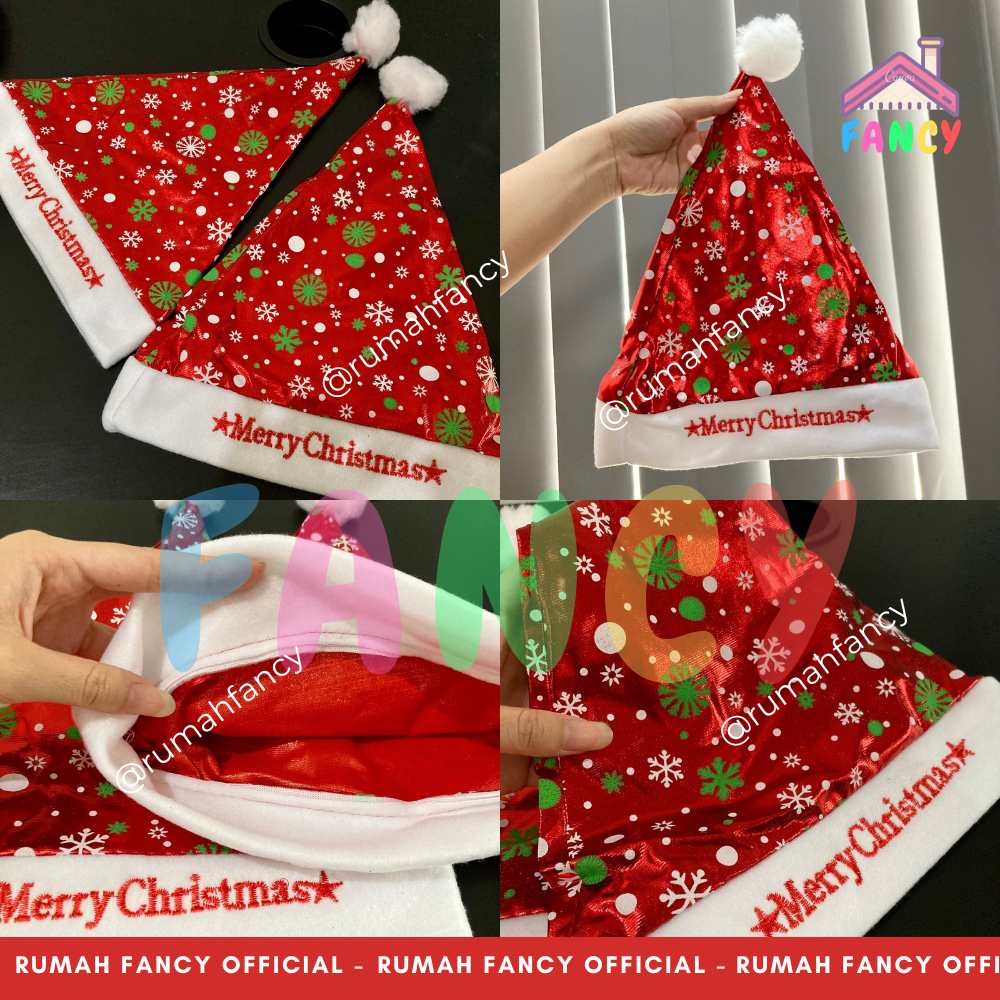 Jual Topi Natal Kain Satin Kilap PREMIUM Santa Claus Ukuran Anak ...