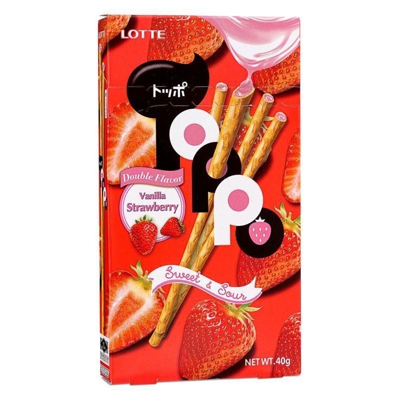 Jual Lotte Toppo Double Flavour Vanilla Strawberry Biskuit Stick ...
