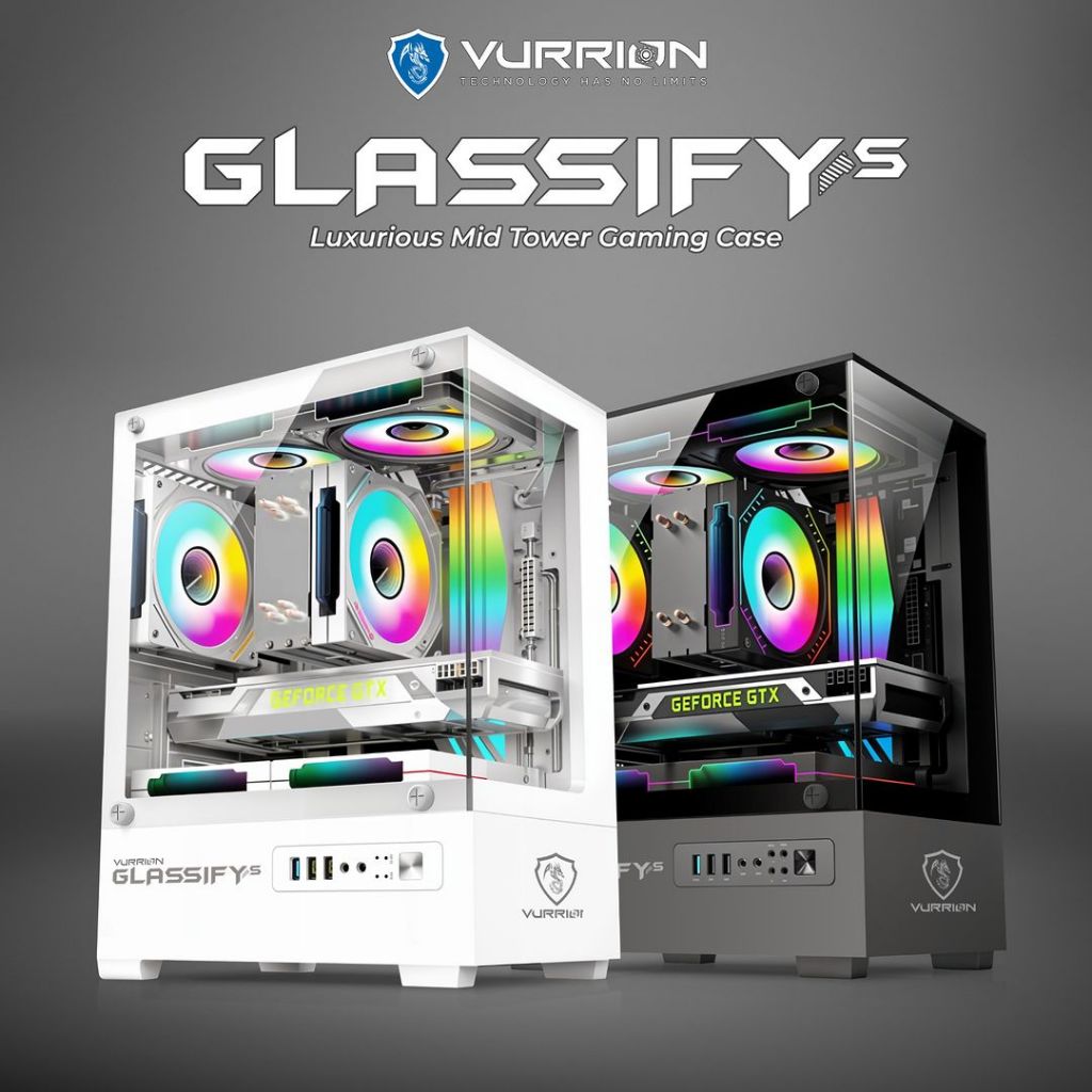Jual CASING GAMING VURRION GLASSIFY'S FREE 3X FAN RAINBOW | Shopee ...