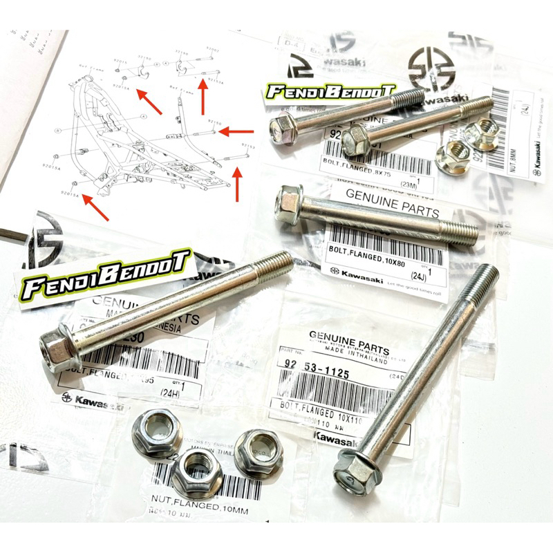 Jual BAUT SET MUR BREKET BRACKET ENGINE MOUNTING GANTUNGAN MESIN ATAS DAN BAWAH NINJA RR ...