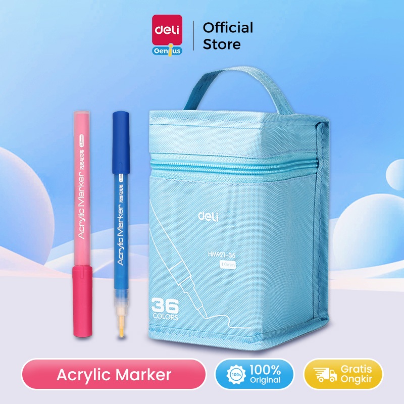 Jual Deli Spidol Akrilik / Acrylic Marker 24/36 Warna Tas Tenteng HM921 ...