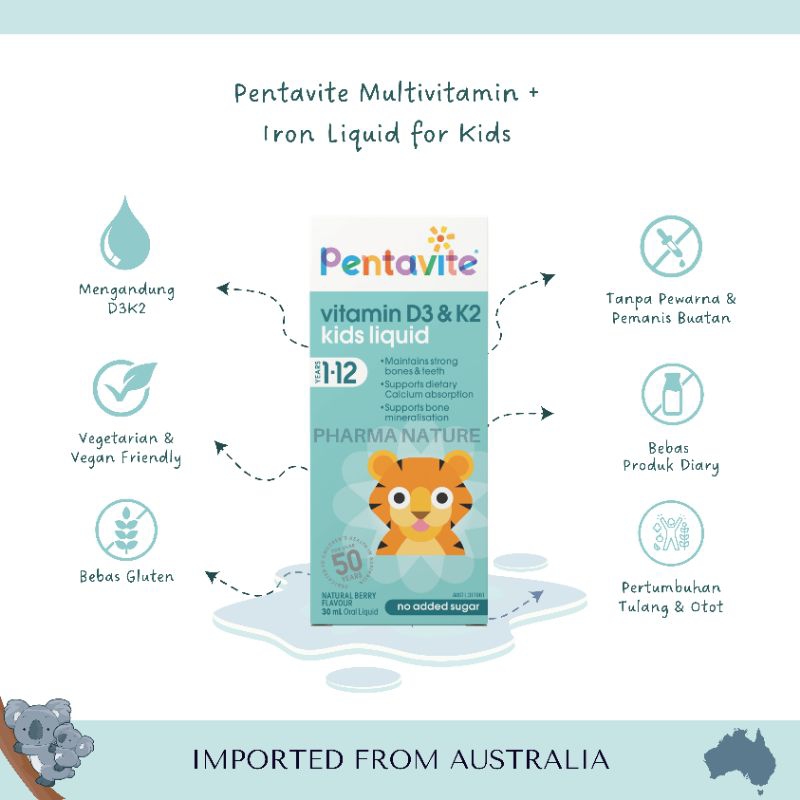 Jual PENTAVITE VITAMIN D3 & K2 KIDS LIQUID 30 mL, PENTA VITE VITAMIN ...