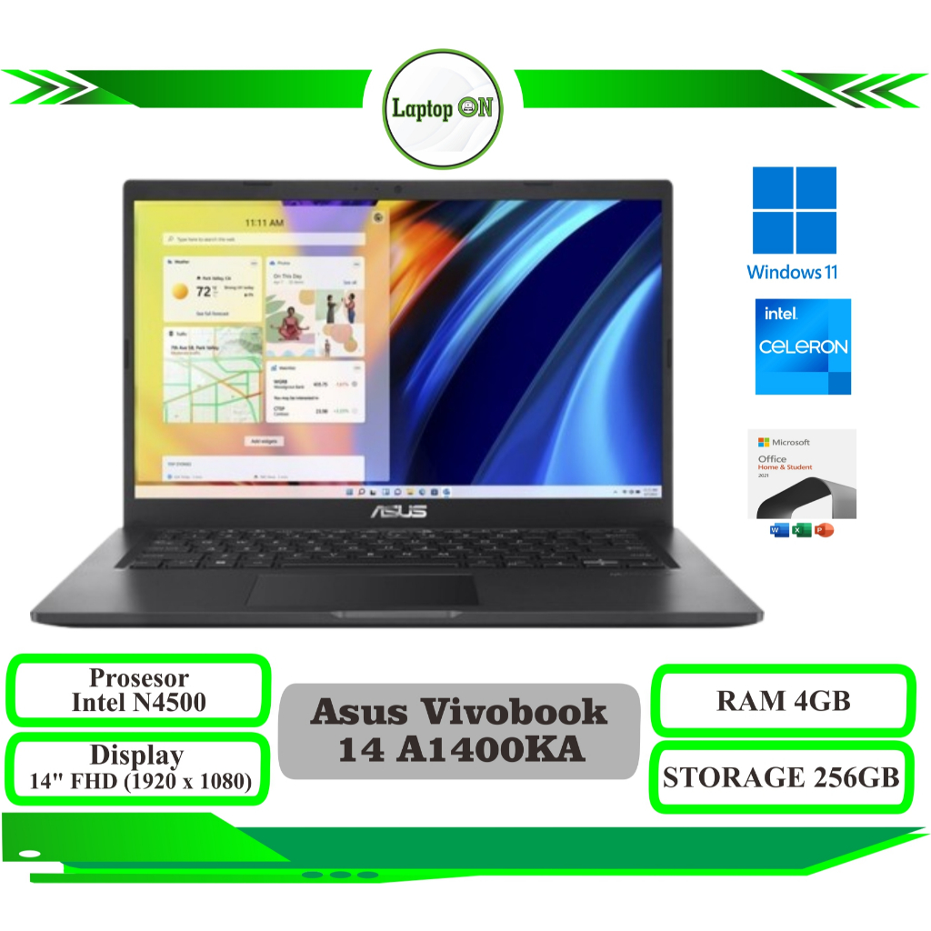 Jual Asus Vivobook 14 A1400KA Intel N4500 RAM 4GB SSD 256GB W11 Home ...