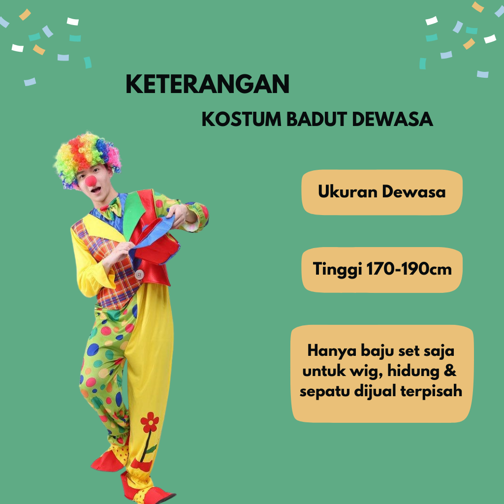 Jual SERENITY (K04) Perlengkapan Badut Kostum Baju Set Hidung Sepatu ...