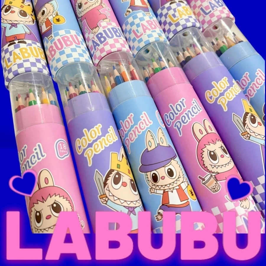 Jual LABUBU Pencil Colour LABUBU Monster Tabung isi 18 Pcs Free serutan ...