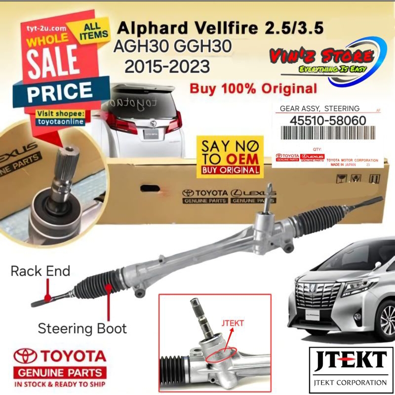 Jual ORIGINAL RACK STEER BAK STIR GEARBOX POWER STEERING GEAR ASSY STEERING TOYOTA ALPHARD ...