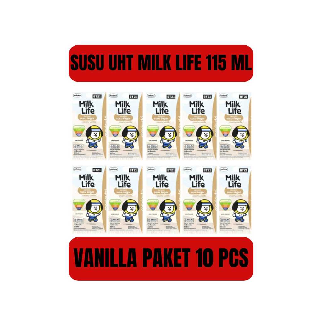 Jual susu UHT creamy vanilla milk life kids 115 ml bt21 (paket 10 pcs ...