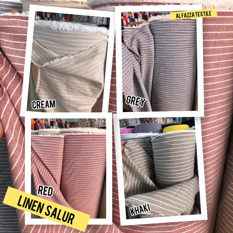 Jual 1/2 Meter Kain Katun Linen Salur | Linen Garis | Linen Meteran | Kain Linen | Shopee Indonesia