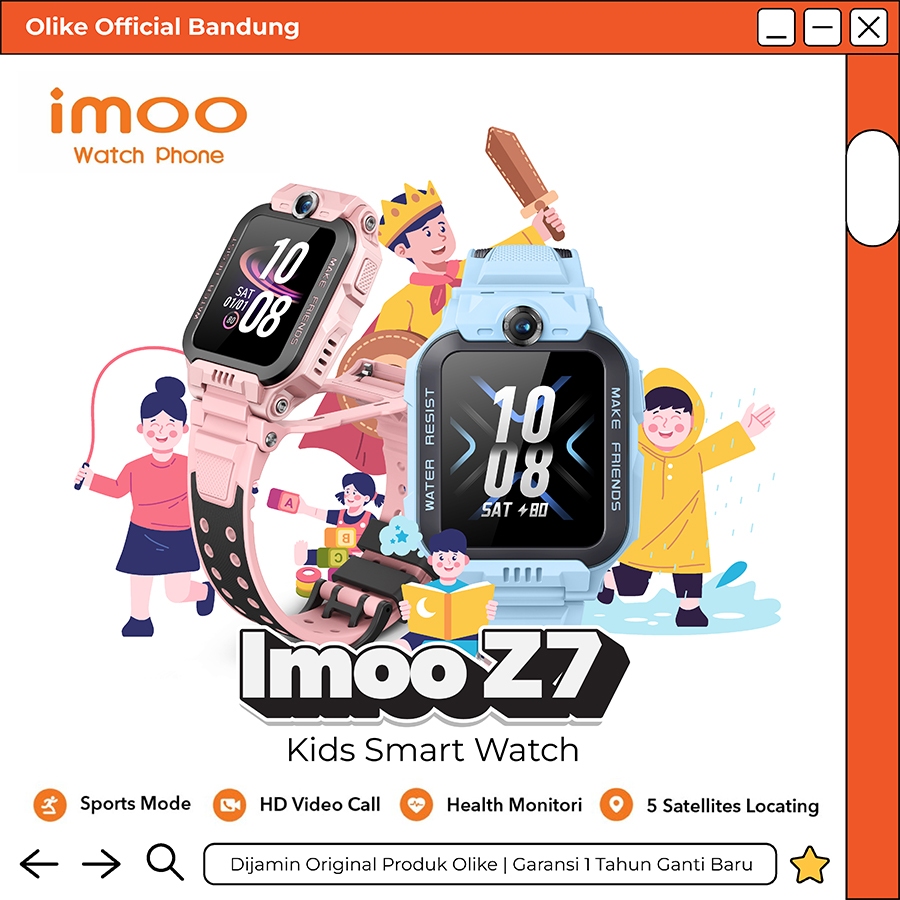 Jual IMOO Z7 Watchphone Dual Camera GPS Tracking Health Care Smartwatch ...