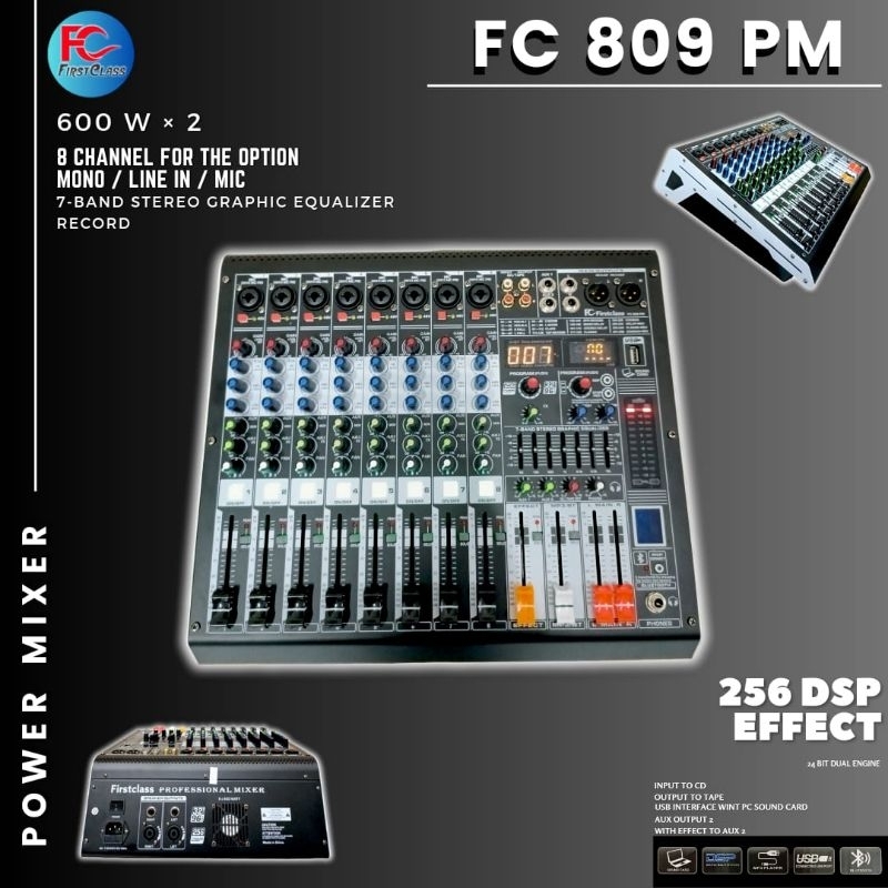 Jual Power Mixer Firstclass 809 PM | Audio Mixer 8 Channel 256 DSP | Fc ...