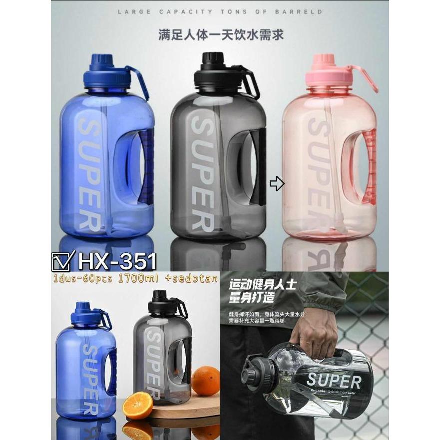Jual LRMS Botol Minum Sport SUPER 1700ML Botol Gym Besar Jumbo Bening ...