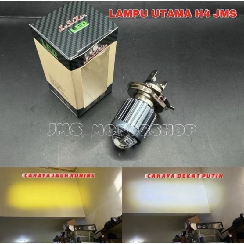 Jual BOHLAM LAMPU DEPAN LED H4 JMS LASER 2 WARNA HI/ LOO 20 WATT/LAMPU DEPAN UTAMA MOTOR ...
