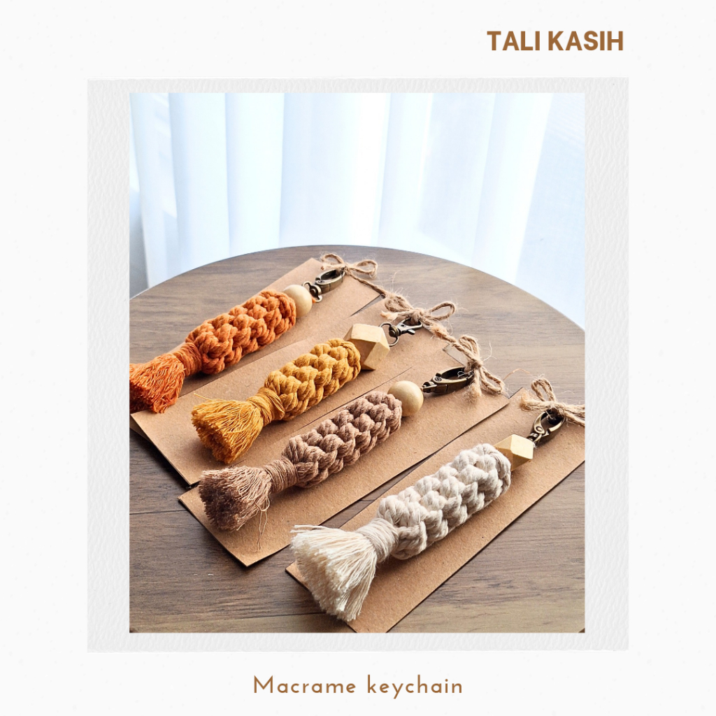 Jual souvenir farewell kantor gantungan kunci macrame manik kayu ...