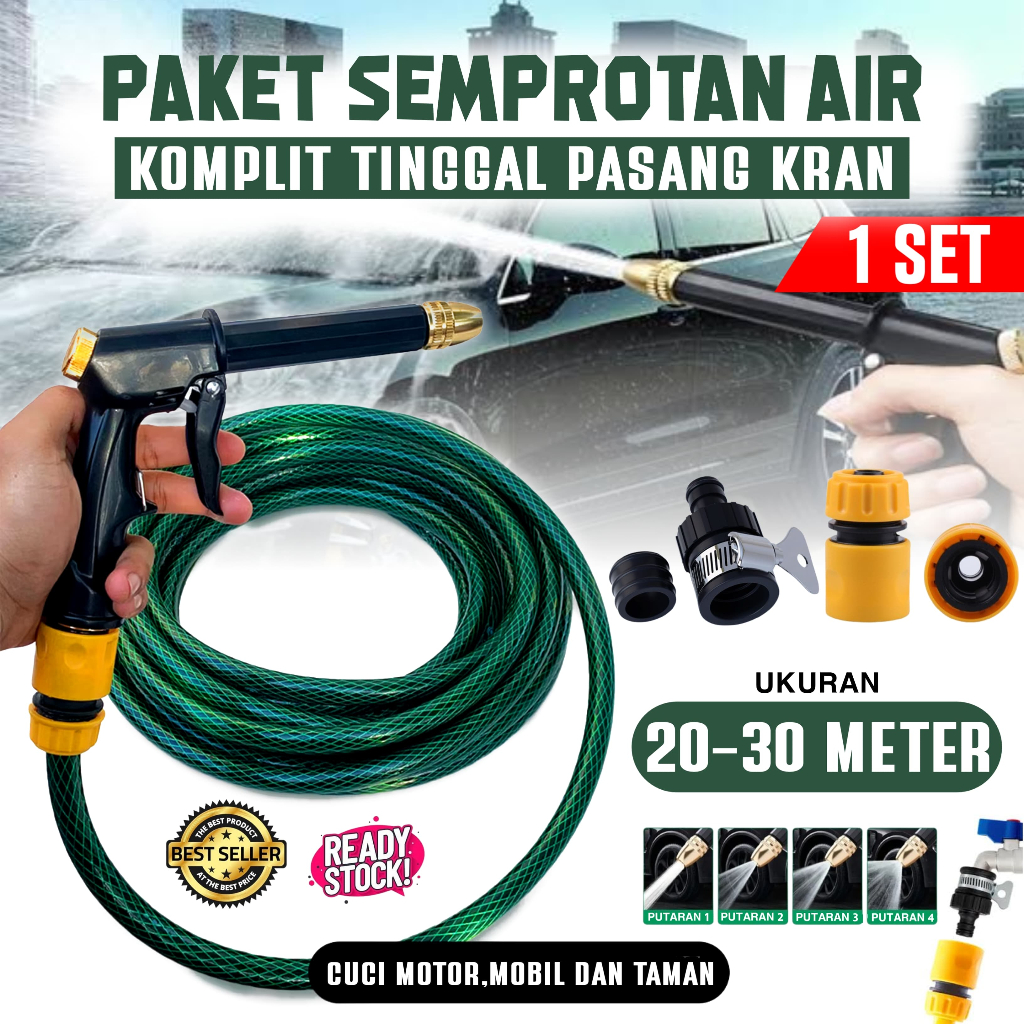 Jual Selang Air 20-30 Meter Sepaket Semprotan Air Tekanan Tinggi Satu ...