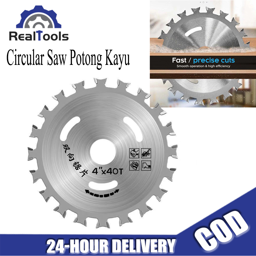 Jual RealTools Mata Gerinda Dua Mata Double 4*40T Circular Saw Potong Kayu 4inch | Shopee Indonesia