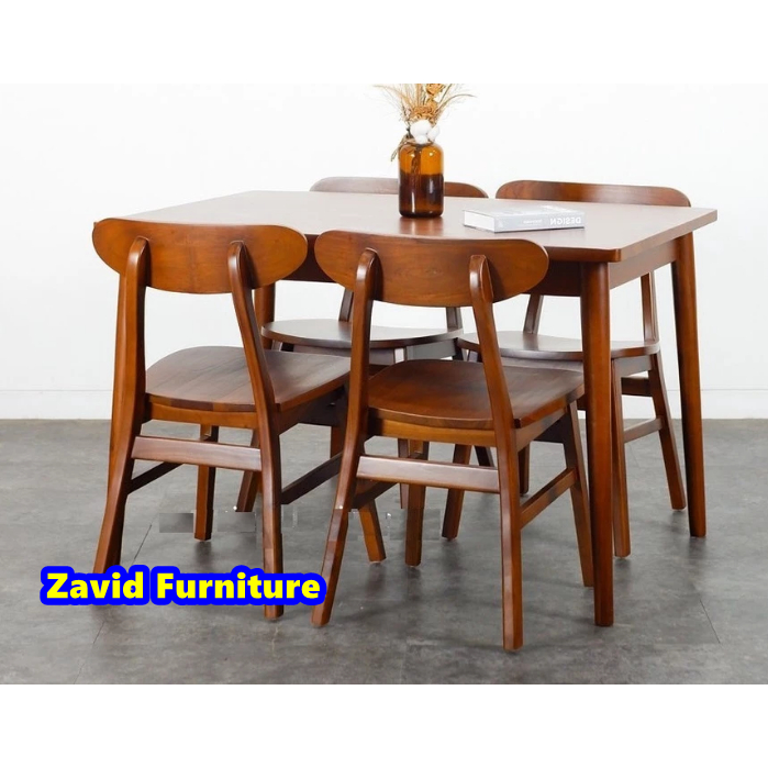 Jual Meja Makan Kayu Jati Set Kursi Minimalis Modern - Satu Set Kursi Makan Ropan Meja Cafe (Non ...