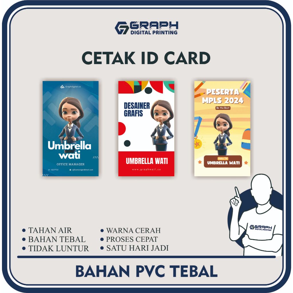 Jual Cetak ID CARD Bahan PVC TebaL Depan Belakang | Sehari Jadi ...