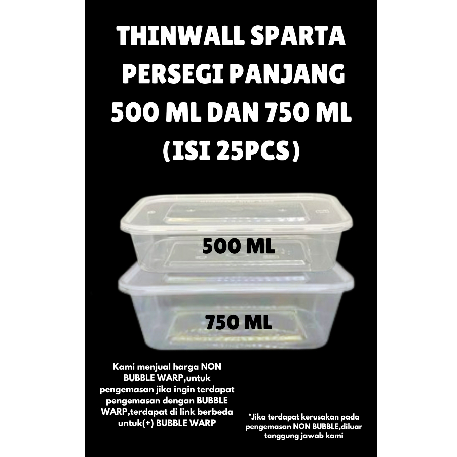 Jual Thinwall/Food Container Mangkok Bulat 200 dan 400 ML & Kotak ...