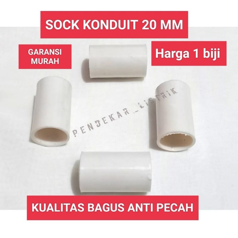 Jual ( 1 Biji ) SOCK PIPA CONDUIT LISTRIK UKURAN 20 mm WARNA PUTIH ANTI ...