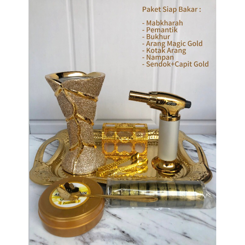 Jual Paket Bukhur Siap Bakar /Mabkharah Set Gold /Mabkhara Set Arab ...