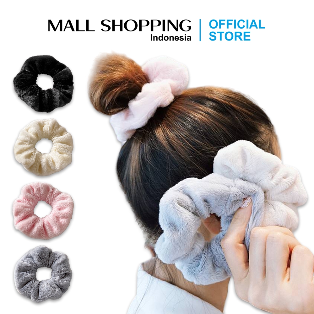 Jual Ikat Rambut Scrunchie Korea Cepol Jilbab Lingkar Besar Bulu Lembut ...