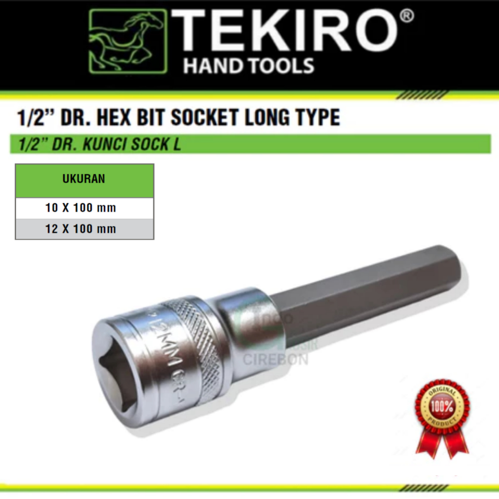 Jual TEKIRO Kunci Mata Sok L Ketok 1/2" inch x 10 12 mm Hex Bit Sock ...