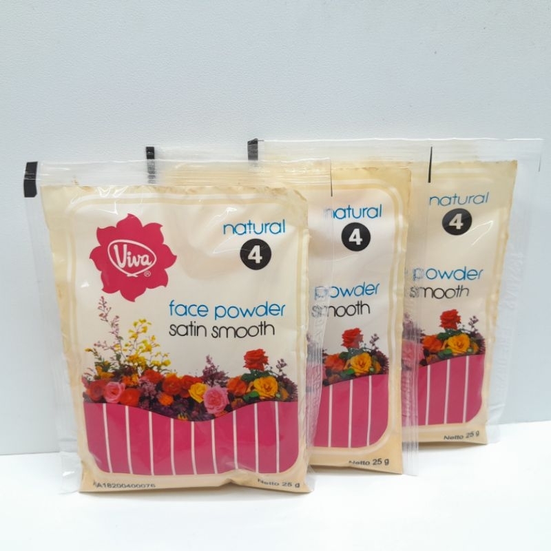 Jual 3 pcs] viva face powder satin smooth natural 25gr original ...