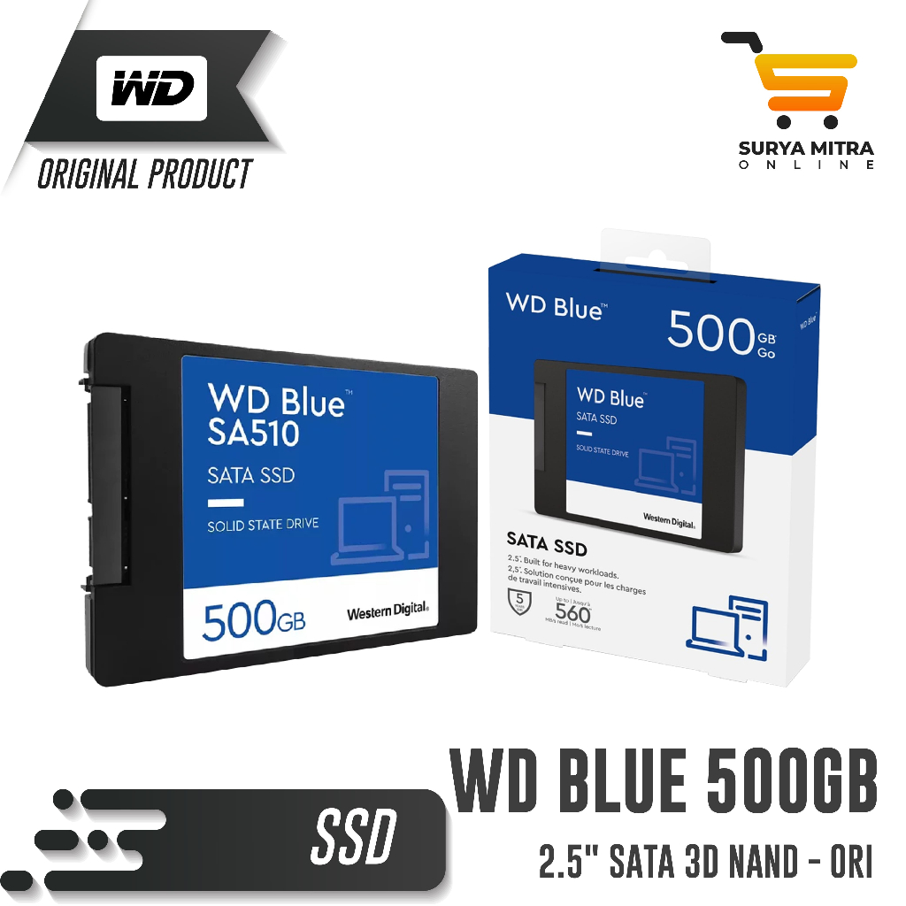 Jual SSD WD SATA BLUE 500GB - WDS500G3B0A | Shopee Indonesia