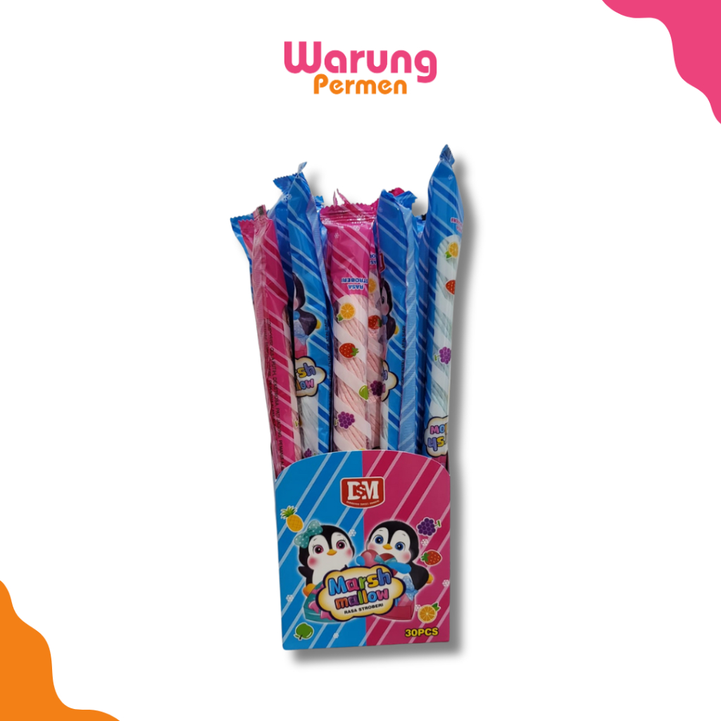 Jual Permen Marshmallow Panjang 30 Pcs / Jajan Marshmallow Long Twist ...