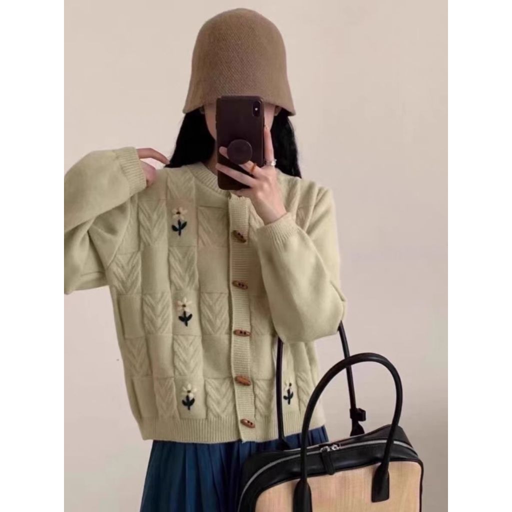 Jual Cardigan Rajut Knitwear Blossom Motif Bunga Knit Bunga Matahari ...