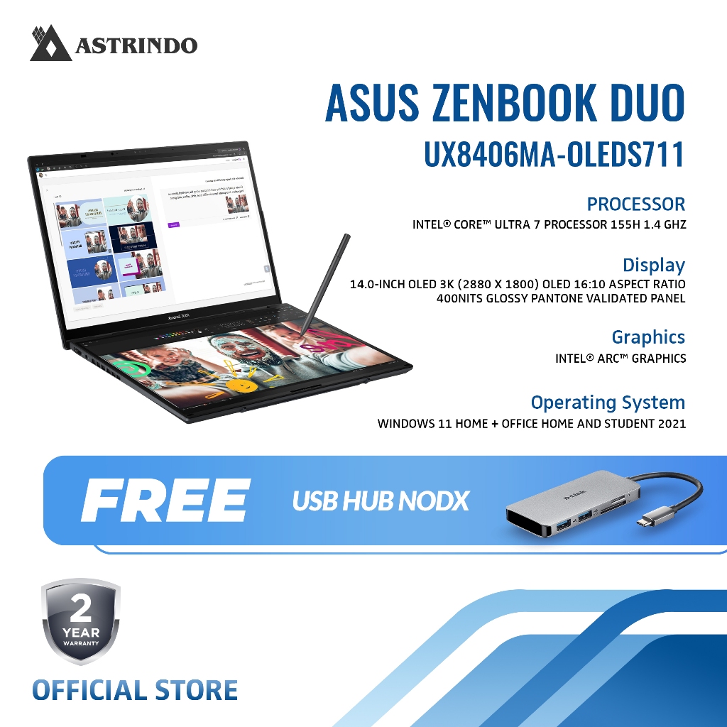 Jual Asus Laptop Zenbook DUO UX8406MA Intel Core Ultra 7-155H 14" 3K ...