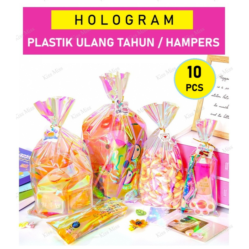 Jual 10 PCS - Plastik ULTAH HOLOGRAM - GOODIE BAG - ulang tahun - hampers - bingkisan - kemasan ...